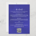 Posh Calligraphy Royal Blue Rose QR Code Wedding Invitation | Zazzle