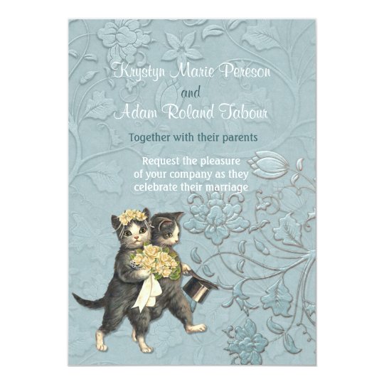 Posh Cats Aqua Blue Wedding Invitation | Zazzle.com