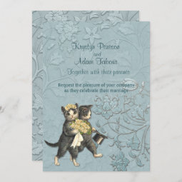 Posh Cats Aqua Blue Wedding ver 2 Invitation | Zazzle