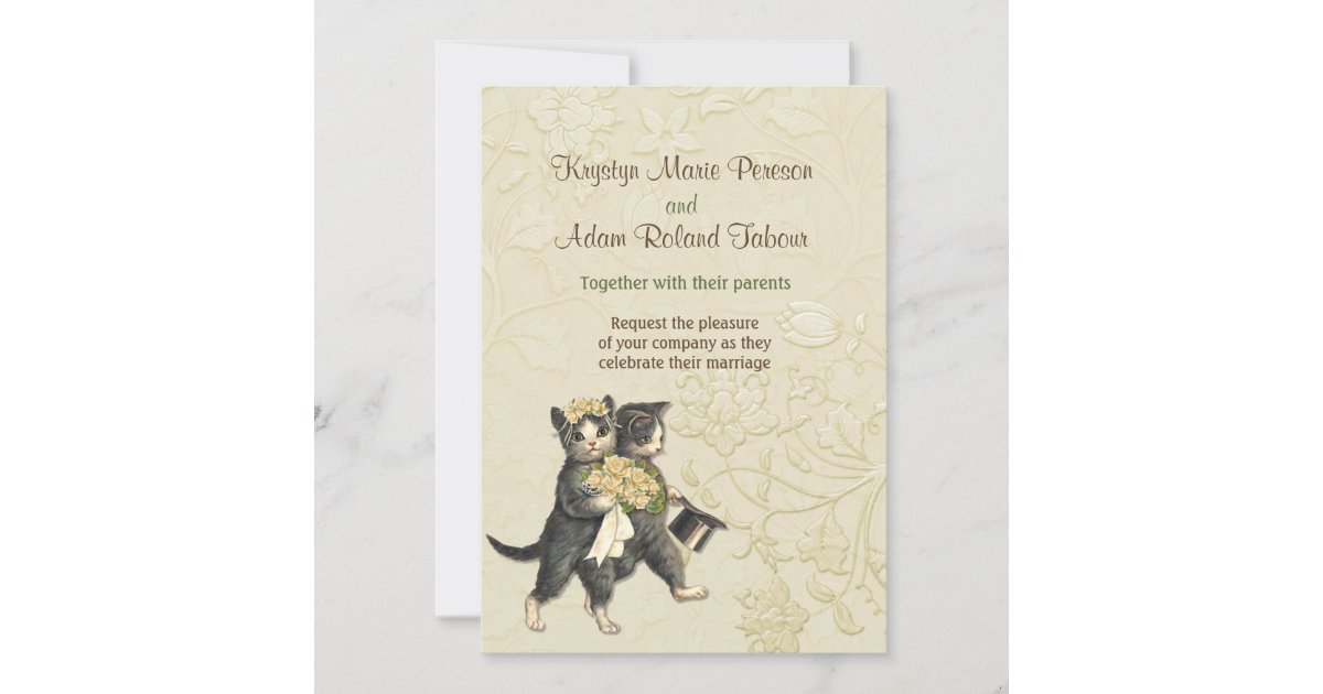 Posh Cats Ivory Wedding Invitation | Zazzle