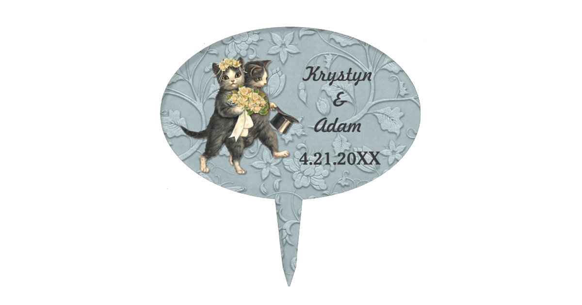 Posh Cats Wedding Blue Cake Topper | Zazzle