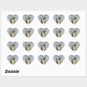 Posh Cats Wedding Blue Heart Sticker | Zazzle