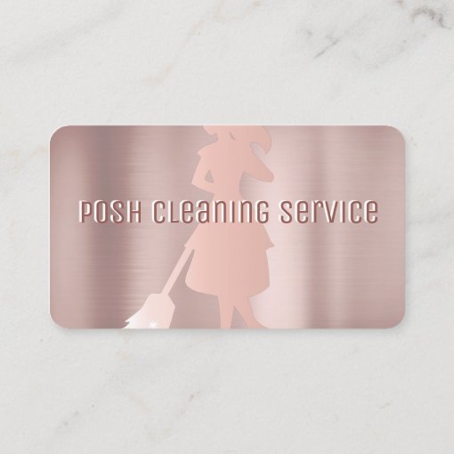 Posh Cleaning Service Brushed Metallic Rose Gold Business Card | Zazzle