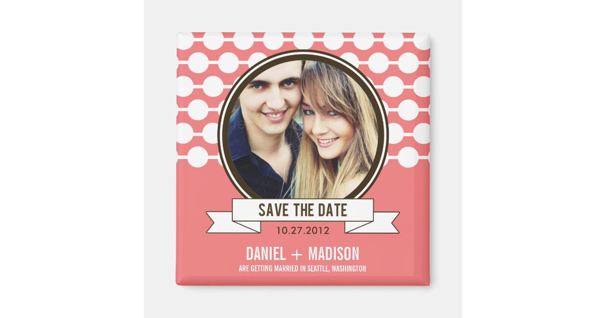 Posh Couple Save The Date Magnet - Pink | Zazzle