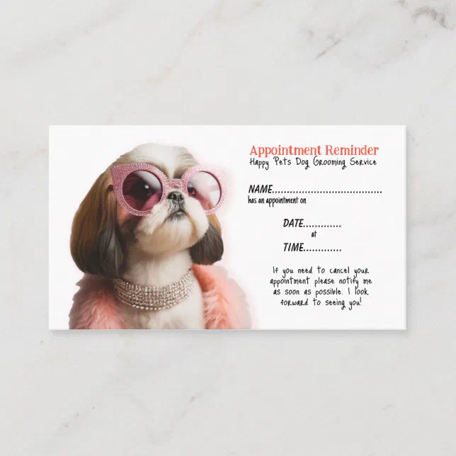 Posh Dog Grooming Appointment Reminder Card | Zazzle