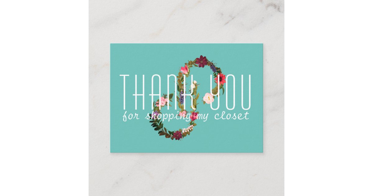 Posh floral logo thank you note business card | Zazzle