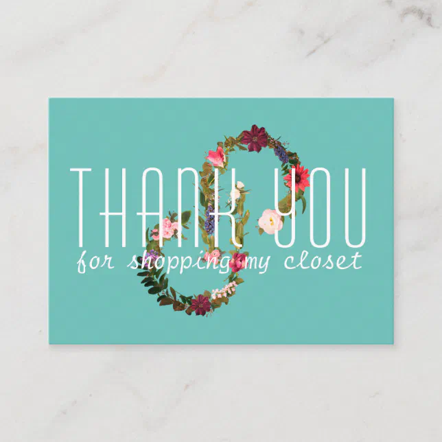 Posh floral logo thank you note business card | Zazzle