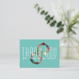Posh floral logo thank you note business card | Zazzle