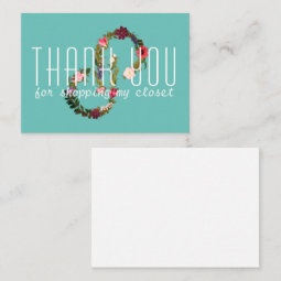 Posh floral logo thank you note business card | Zazzle