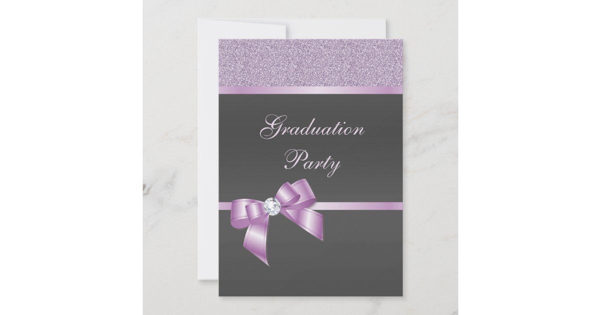 Posh Lilac & Black Graduation Party Invitation | Zazzle