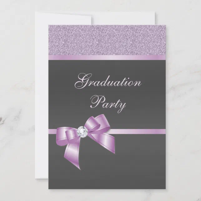 Posh Lilac & Black Graduation Party Invitation | Zazzle