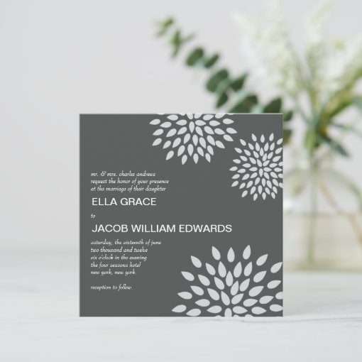 Posh Petals | Silver | Wedding Invitation | Zazzle