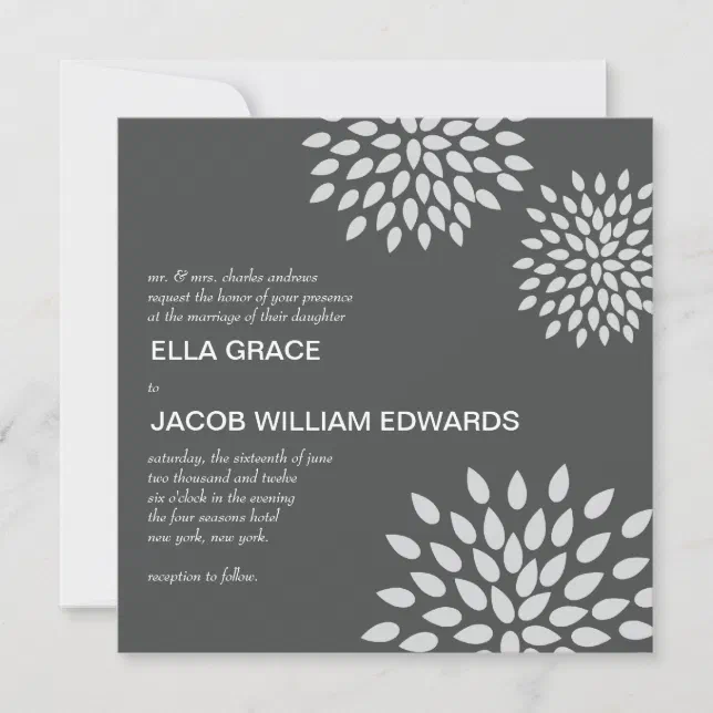 Posh Petals | Silver | Wedding Invitation | Zazzle