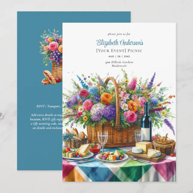 Posh Picnic Party Birthday Retirement Baby Bridal Invitation | Zazzle