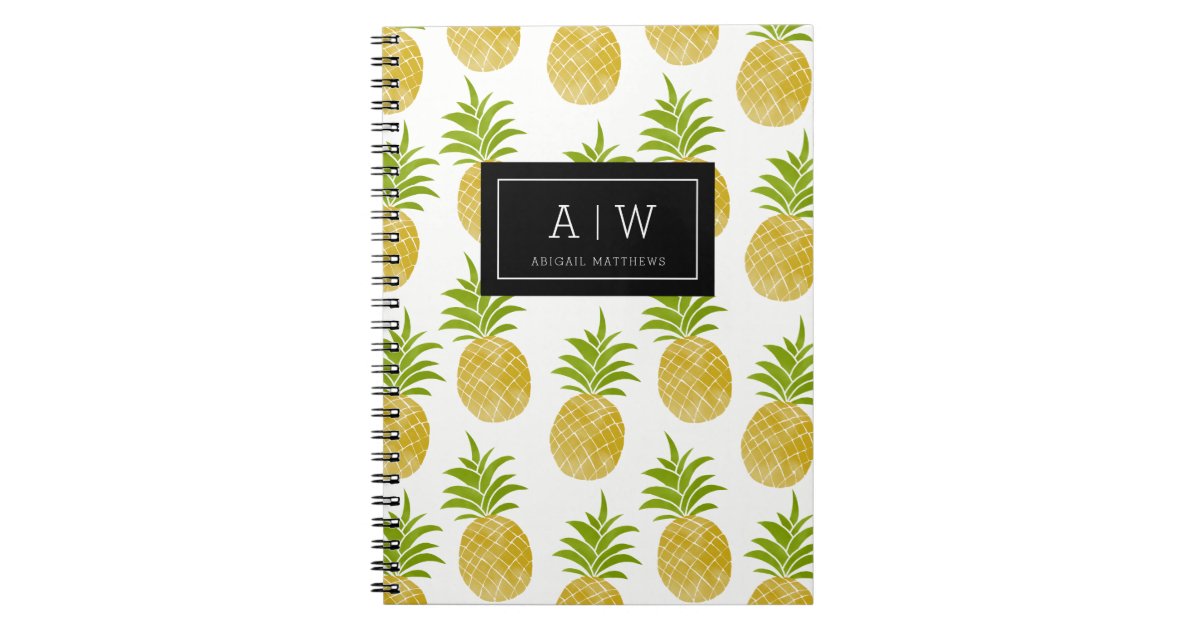 Posh Pineapple Monogrammed Notebook | Zazzle