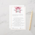 Posh Pink Coquette Bow Baby Shower Game | Zazzle