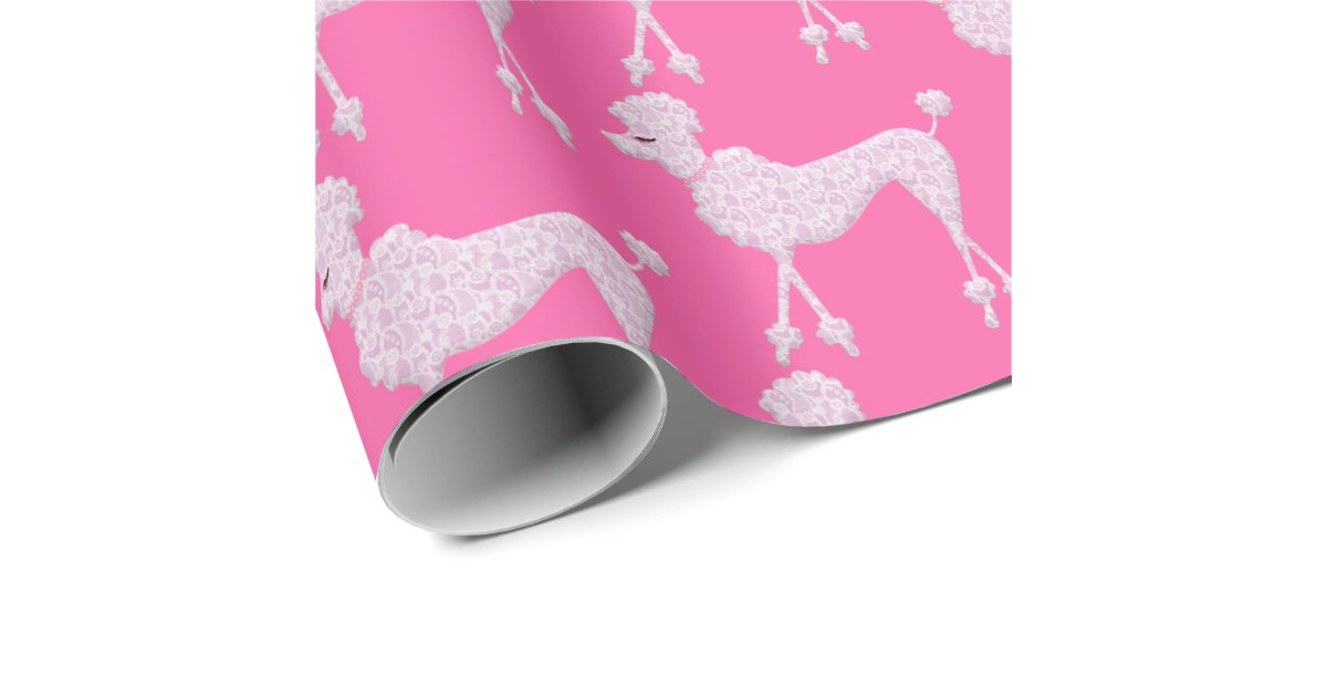 Posh Pink Poodle Pattern Wrapping Paper | Zazzle