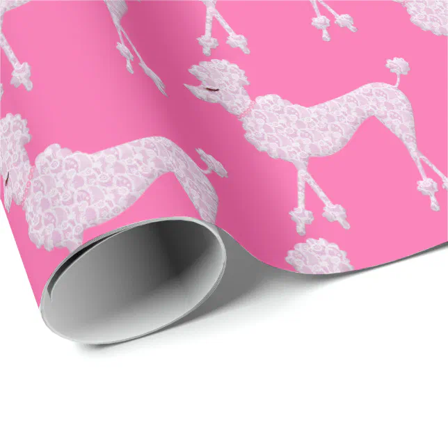Posh Pink Poodle Pattern Wrapping Paper | Zazzle