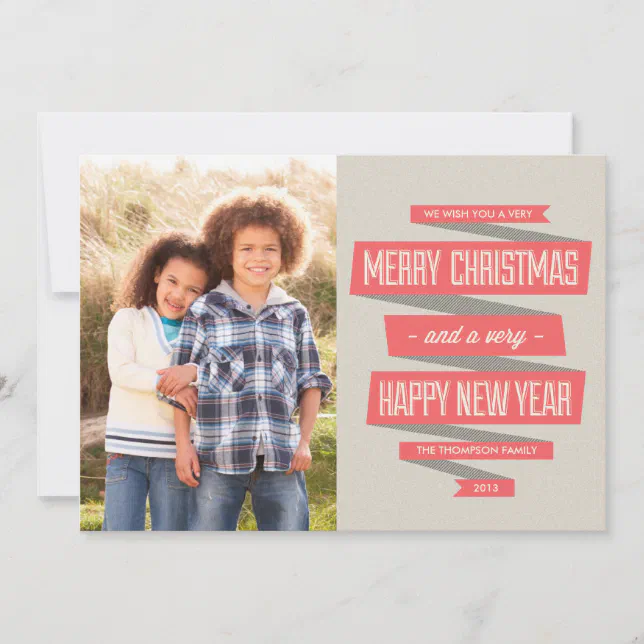 Posh Ribbon Holiday Photo Cards | Zazzle
