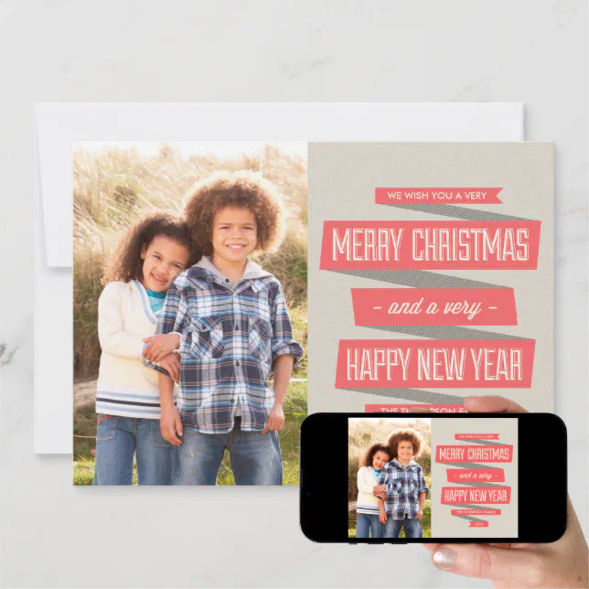 Posh Ribbon Holiday Photo Cards | Zazzle