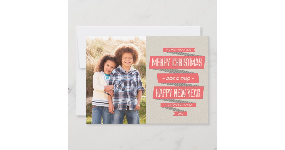 Posh Ribbon Holiday Photo Cards | Zazzle