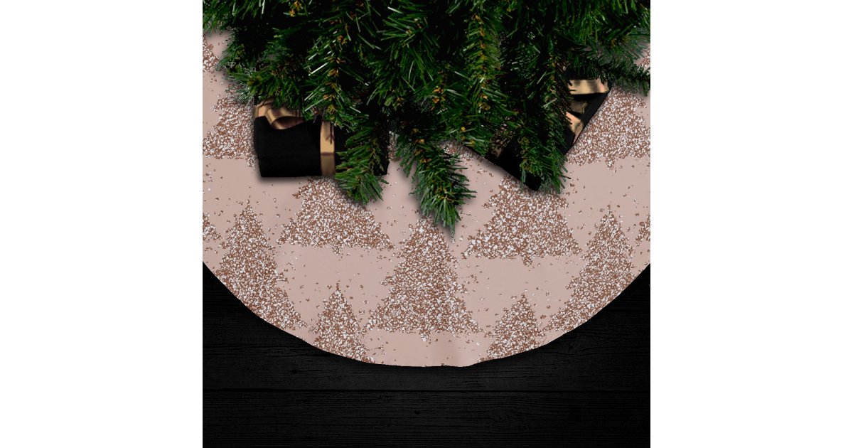 Posh Tree Pattern | Glam Rose Gold Blush Christmas Brushed Polyester ...