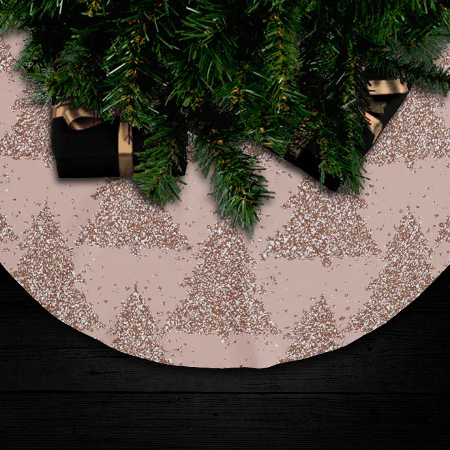 Posh Tree Pattern | Glam Rose Gold Blush Christmas Brushed Polyester ...