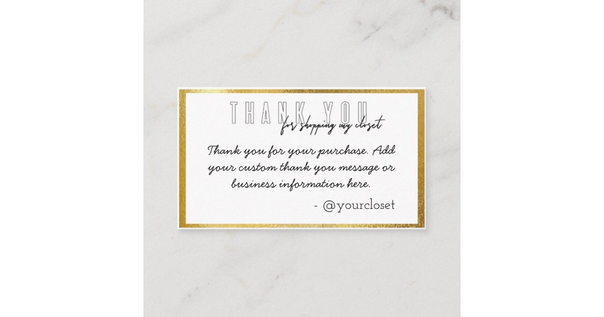 Poshmark gold border thank you card | Zazzle