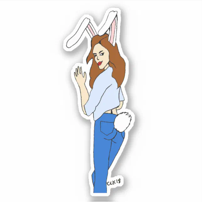 posing bunnygirl sticker | Zazzle