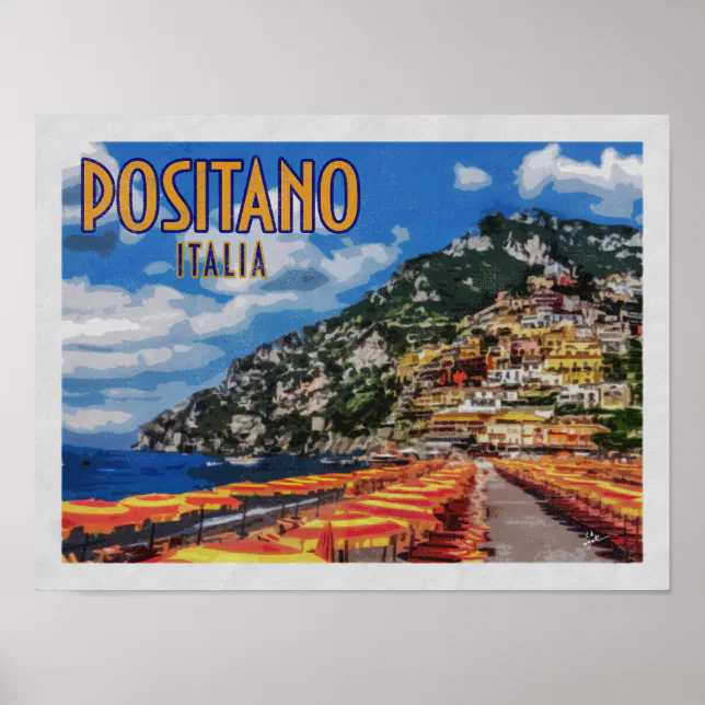 Positano Italy Amalfi Vintage Travel Poster | Zazzle