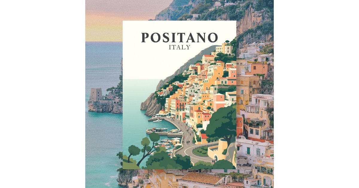 Positano, Italy Town Vintage Postcard | Zazzle