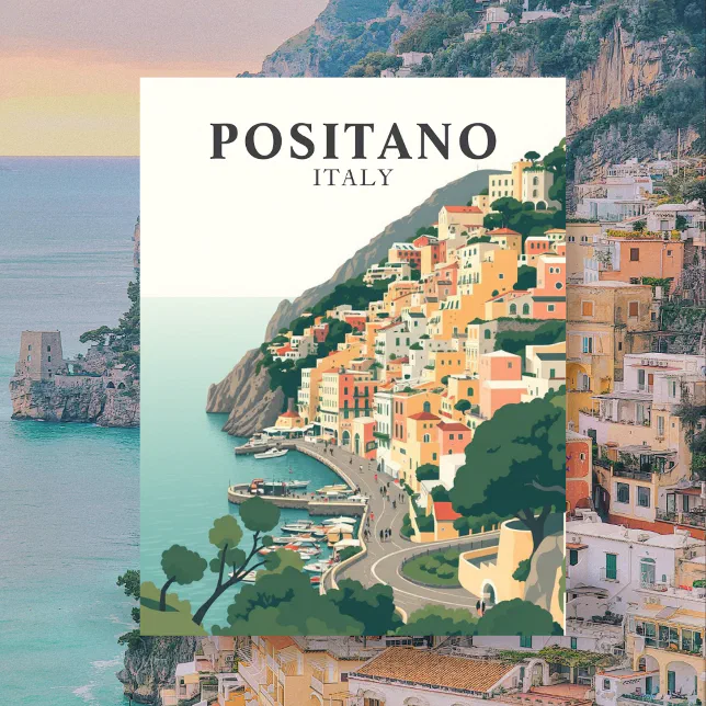 Positano, Italy Town Vintage Postcard | Zazzle