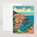 Positano, Italy Vintage Coastal Postcard | Zazzle
