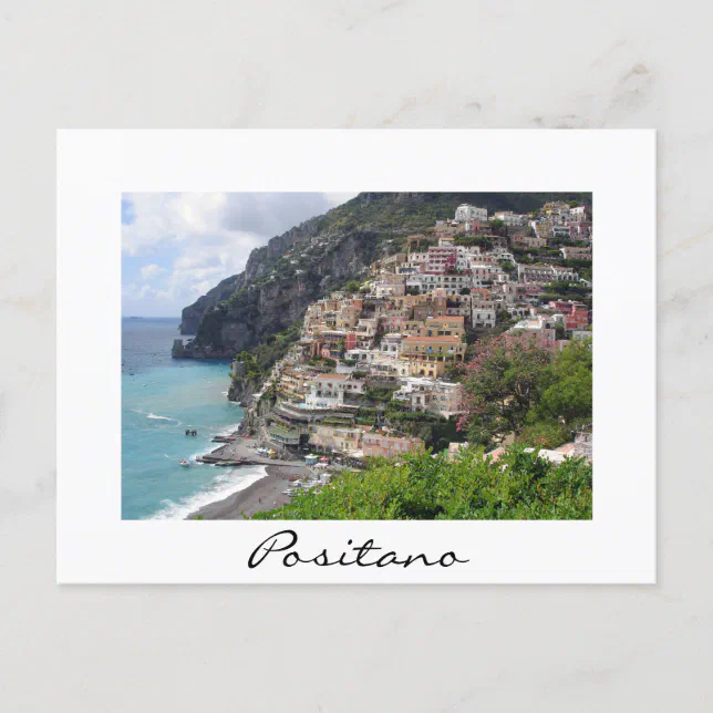 Positano town at the Amalfi coast white postcard | Zazzle