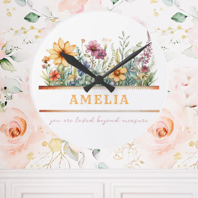 Positive Affirmation Inspirational Floral Custom Round Clock | Zazzle