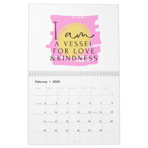 Positive Affirmations| Editable Year Calendar | Zazzle