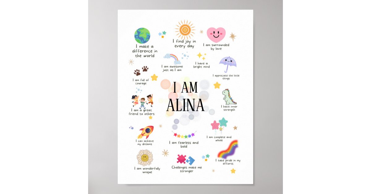 Positive Affirmations for kids, Affirmation Poster | Zazzle