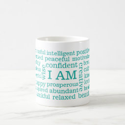 Positive Affirmations I AM Statements Aqua Coffee Mug | Zazzle