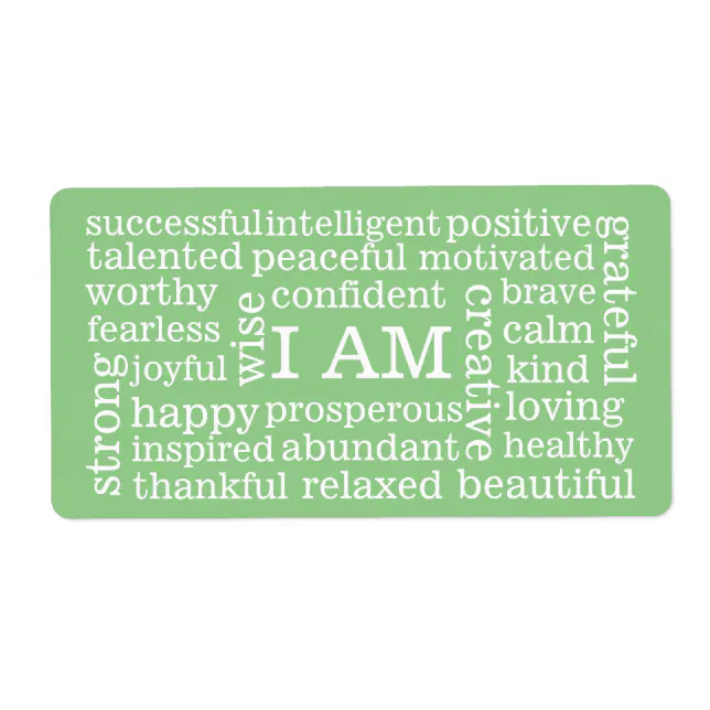 Positive Affirmations I AM words for Success Label | Zazzle