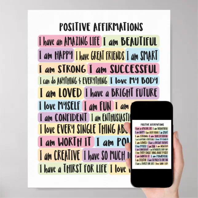 Positive Affirmations Poster | Zazzle