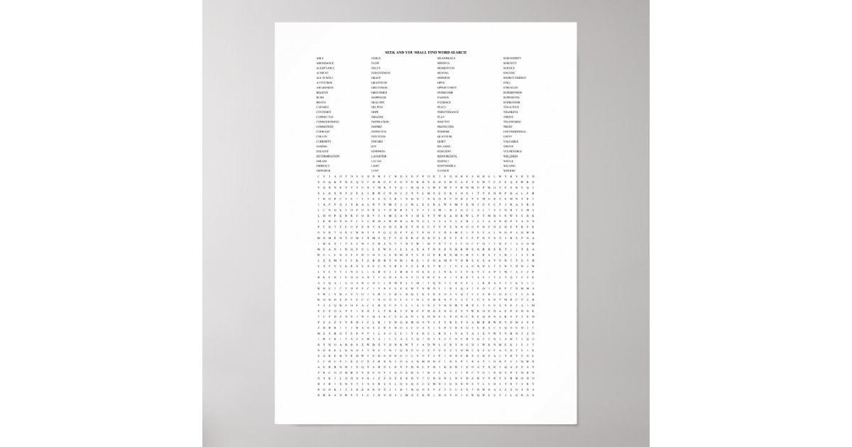 Positive Affirmations Word Search Poster | Zazzle