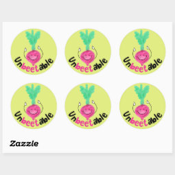 Positive Beet Pun - Unbeetable Classic Round Sticker | Zazzle