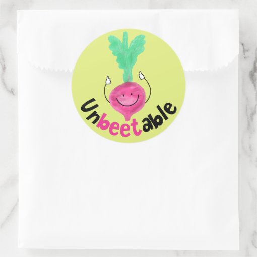 Positive Beet Pun - Unbeetable Classic Round Sticker | Zazzle
