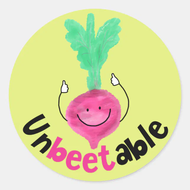 Positive Beet Pun - Unbeetable Classic Round Sticker | Zazzle