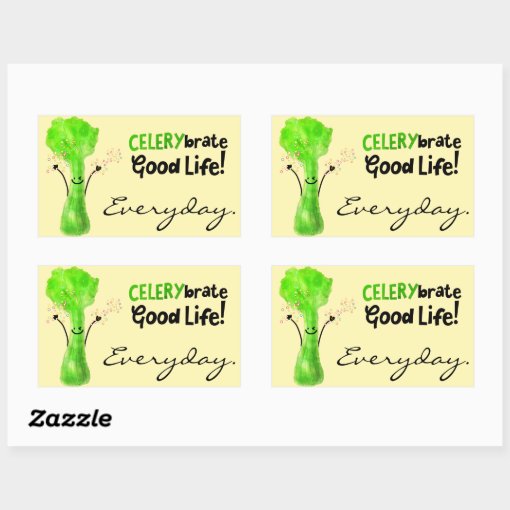 Positive Celery Pun - Celerybrate Good Life Rectangular Sticker | Zazzle