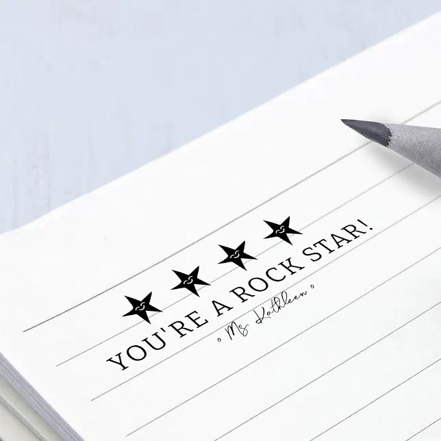Positive Feedback You're A Rock Star Teacher Self-inking Stamp | Zazzle