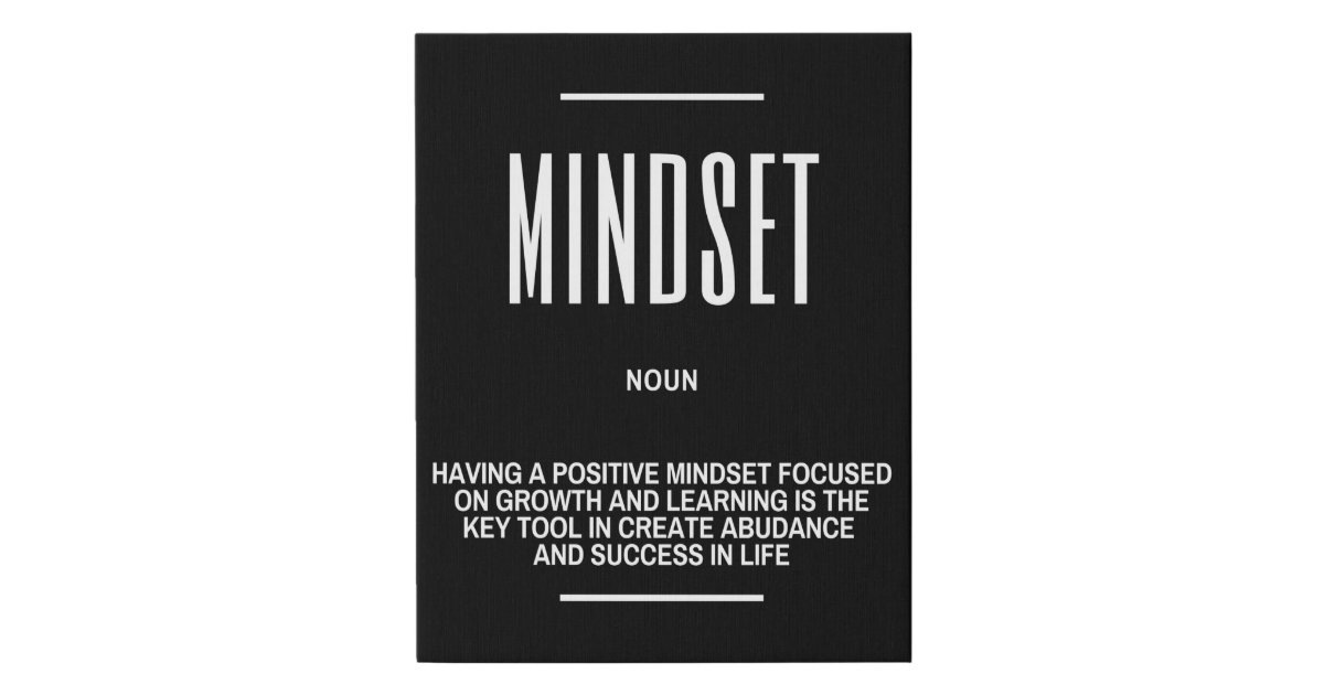 Positive Mindset Definition Quote Faux Canvas Print | Zazzle
