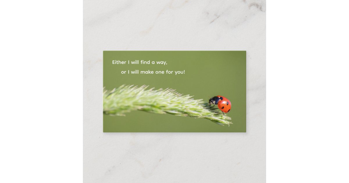 Positive motivational quote with little ladybug bu business card | Zazzle