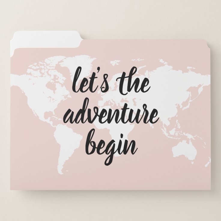 Positive Pink Let's The Adventure Begin World Map File Folder | Zazzle
