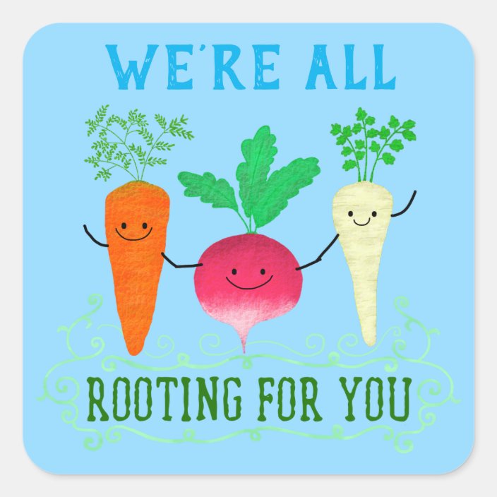 Positive Root Pun - Rooting for you Square Sticker | Zazzle.com